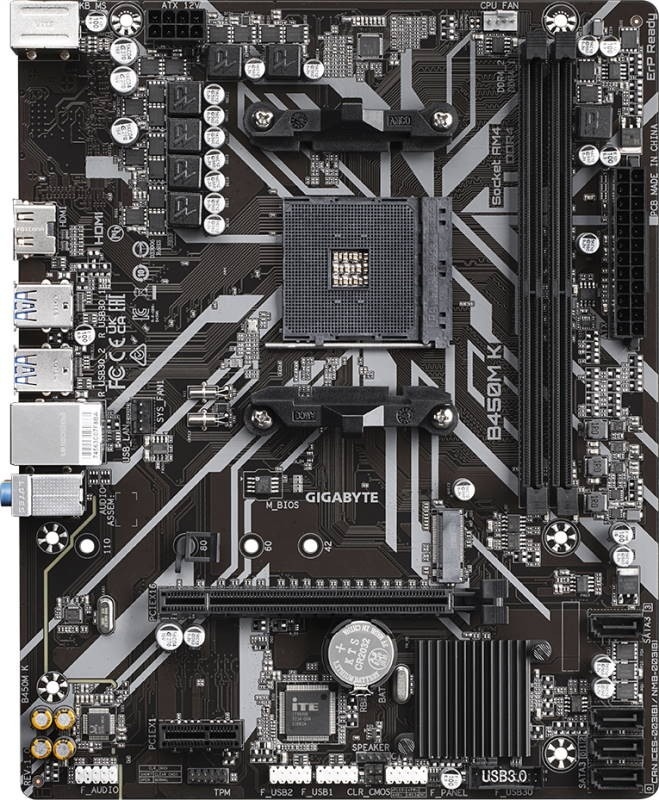 Материнская плата Gigabyte B450M K, купить по выгодной цене с доставкой ...