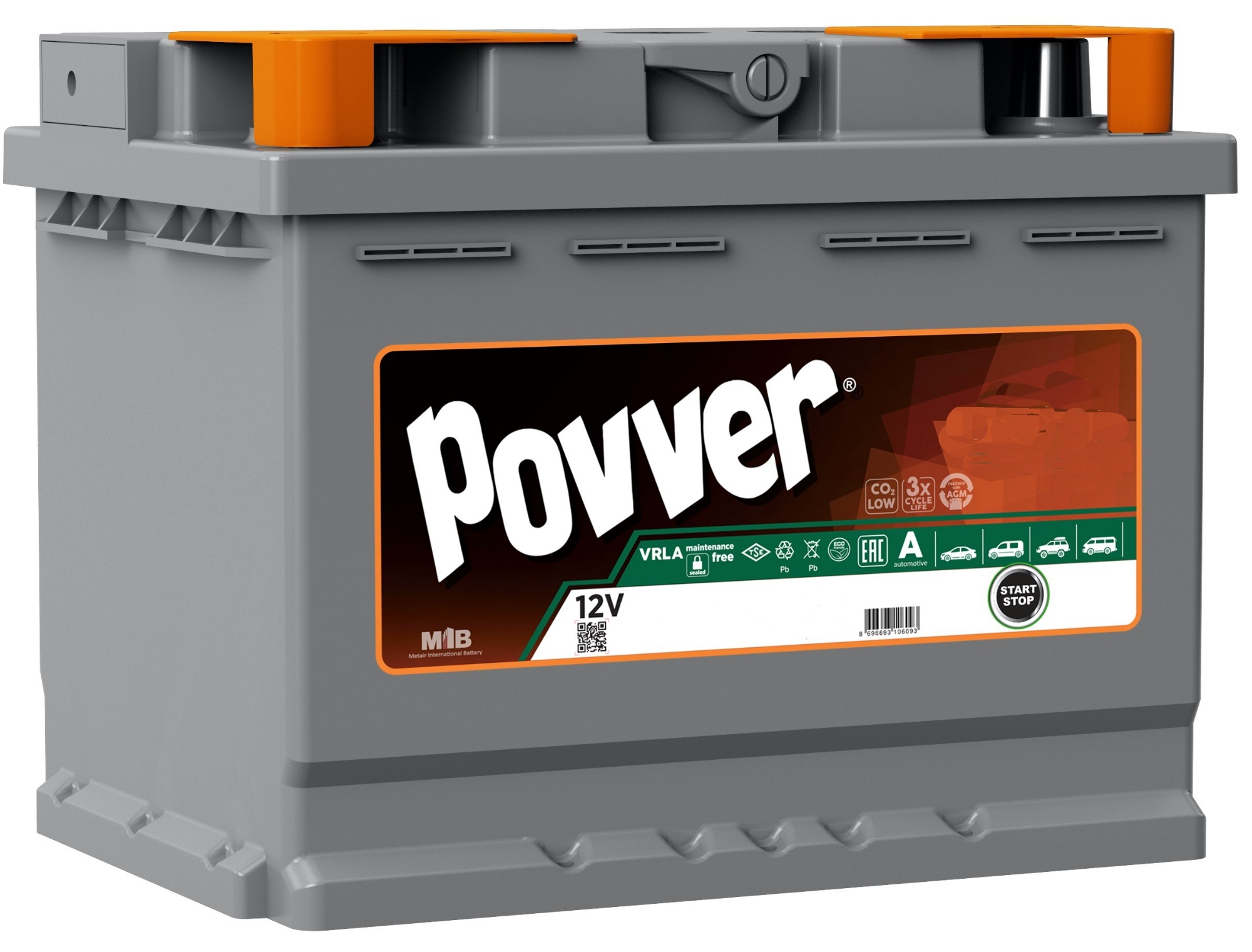 Автомобильный аккумулятор Povver 12V 63Ah 630A (EFB.L2.63.060.A ...