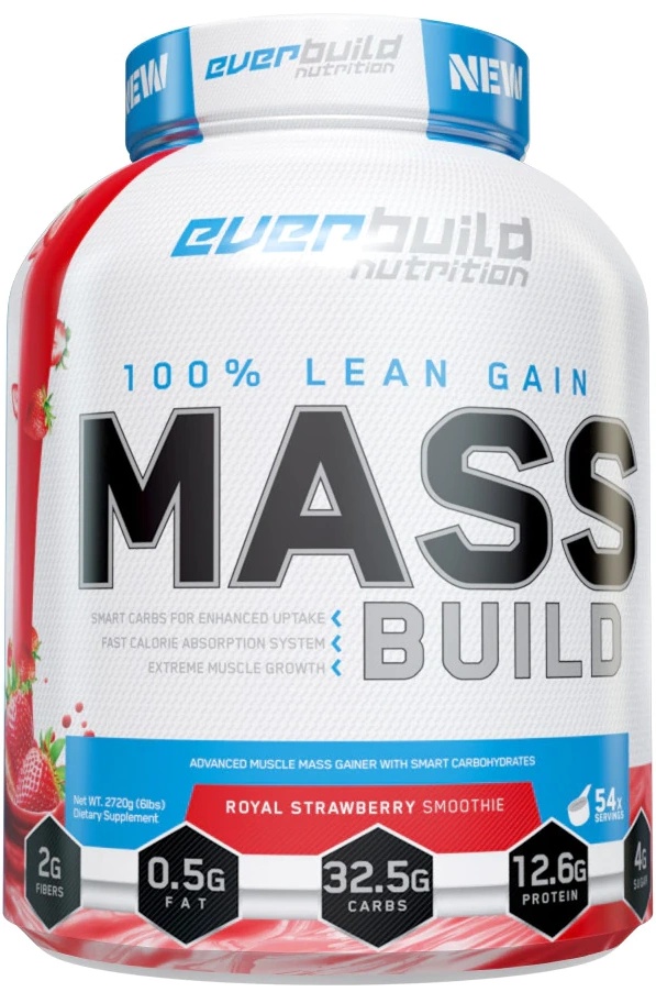 Гейнер EverBuild 100% Mass Build 2720g Royal Strawberry Smoothie ...