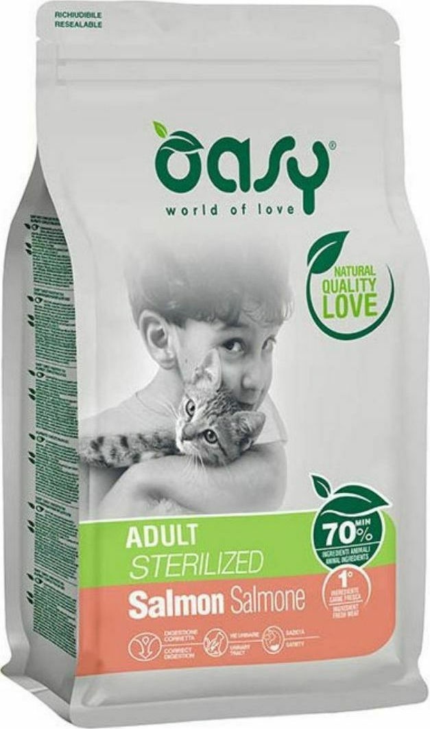 Сухой корм для кошек Oasy Adult Cats Sterilized Salmon 1.5kg, купить по ...