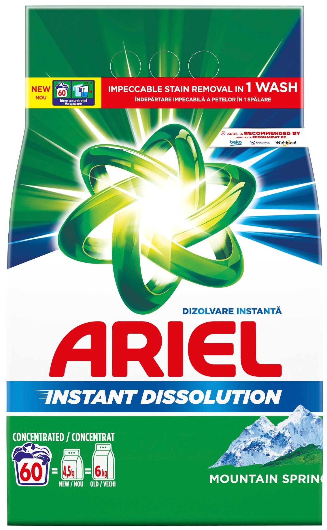 Стиральный порошок Ariel Mountain Spring Instant Dissolution 4.5kg ...