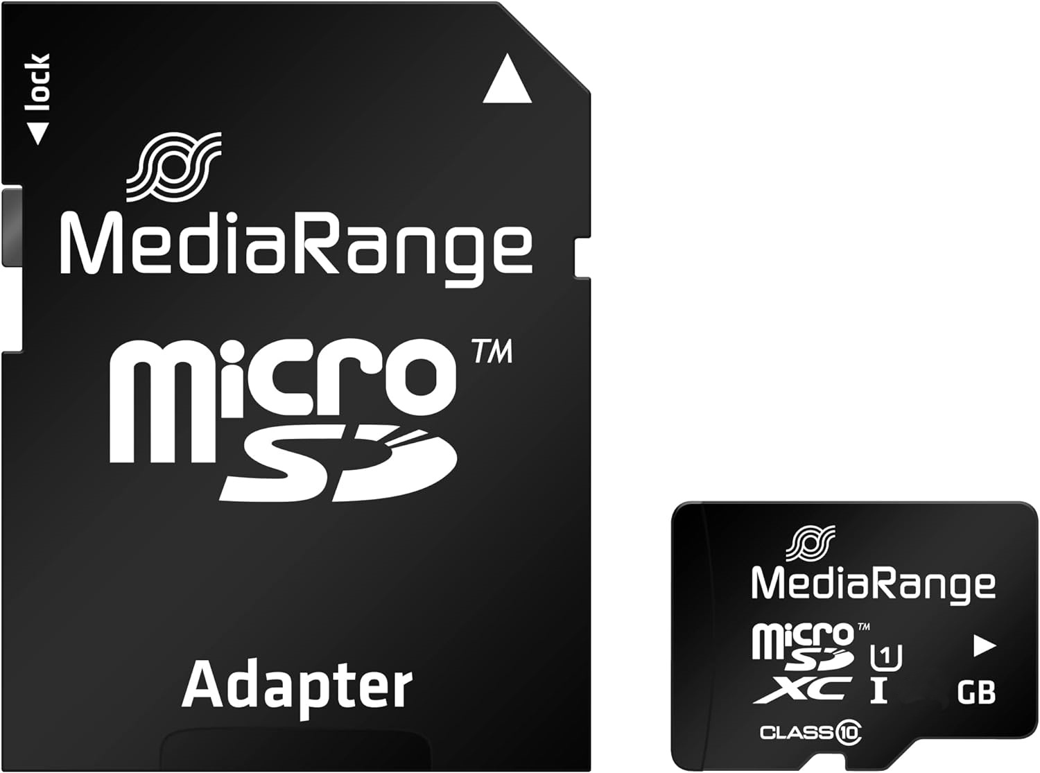 Карта памяти MediaRange microSDHC Class 10 + SD adapter 128Gb (MR945 ...