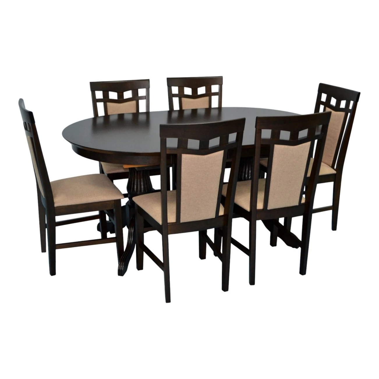 Set masă și scaune Evelin HV-33V Chocolate + 6 Deepa R Chocolate/NV-3WP ...