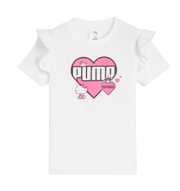 Tricou pentru copii Puma X Hello Kitty and Friends Ruffle Puma White, s ...