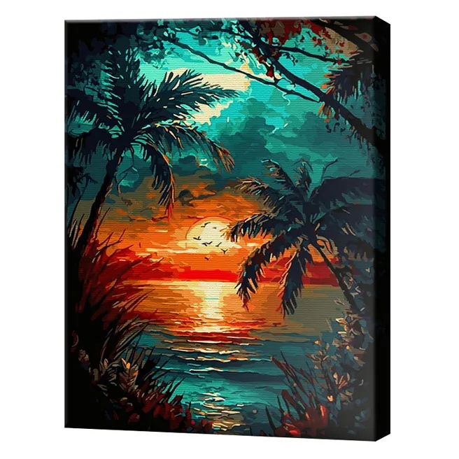 Tablou pe numere Art Gallery Econom Apus de soare în tropice 40x50cm ...