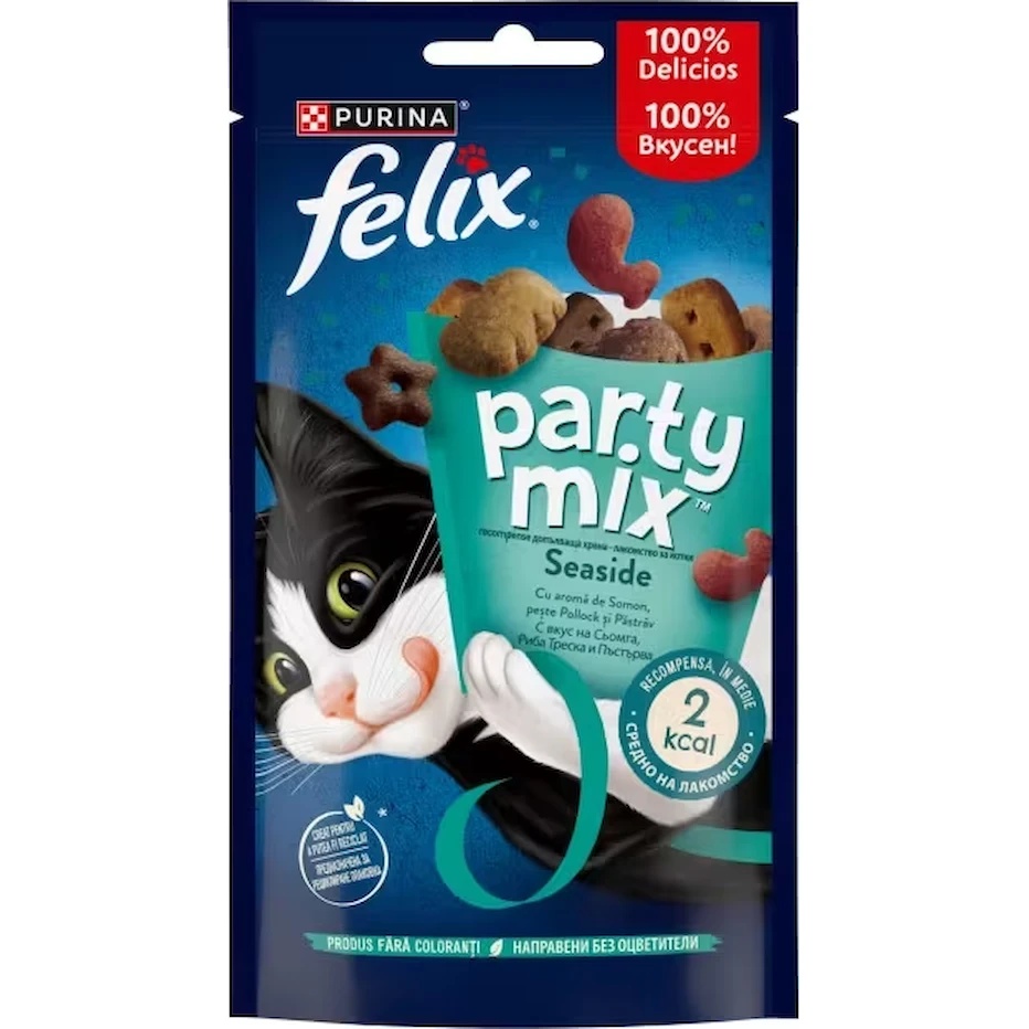 Snackuri pentru pisici Purina Felix Party Mix Ocean Mix 8x60g – cumpără ...