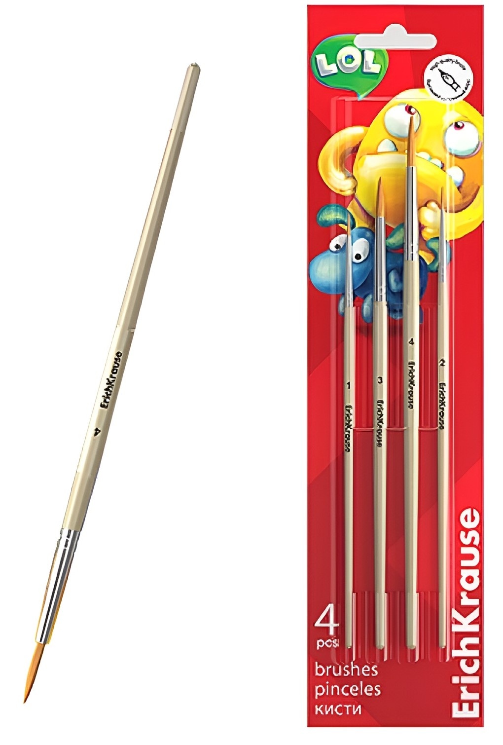 Set pensule pentru desen Erich Krause Jolly Friends (52700) 4pcs ...