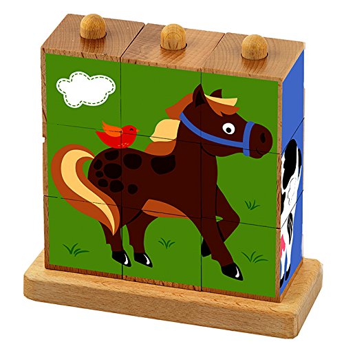Кубики Viga 9pcs Stacking Cube Puzzle - Farm Animals (50833 ...